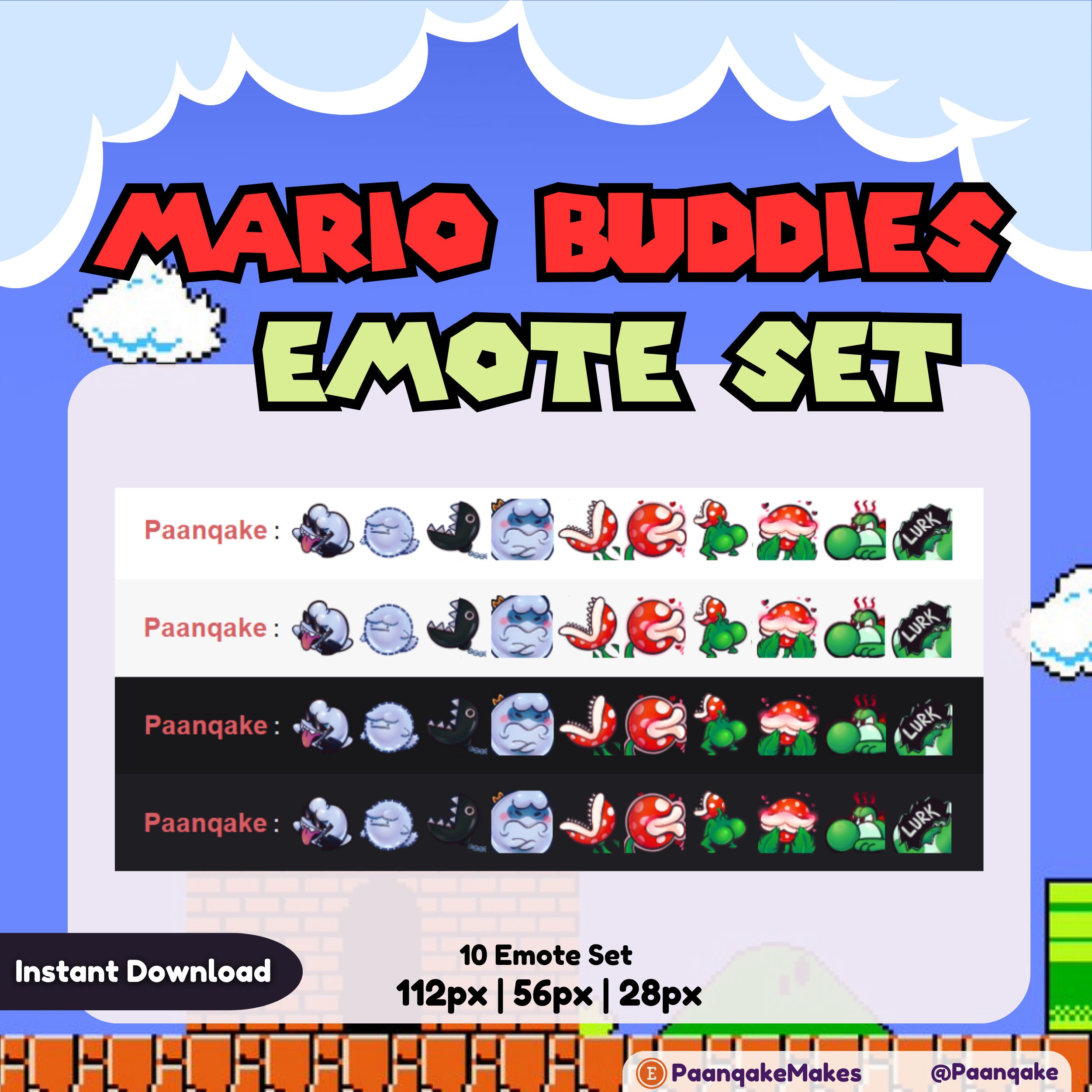 Mario Buddies 10 Emote Set for Instant Download | P2U Emotes for Twitch ...