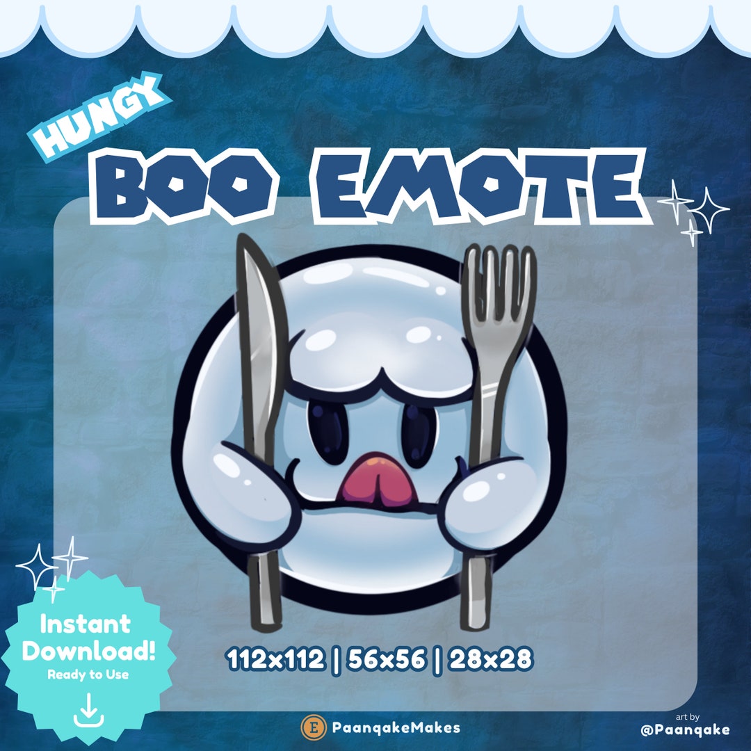 Hungry Boo Emote | Super Mario Boo Ghost Emote for Streaming! | Twitch Kick Youtube and Discord ...