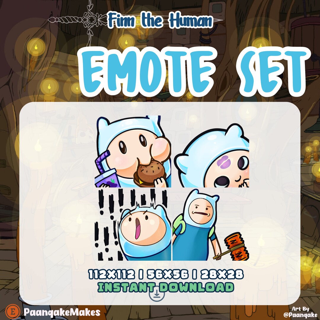 Finn the Human Set of 4 Emotes Adventure Time Themed Streaming Emotes ...