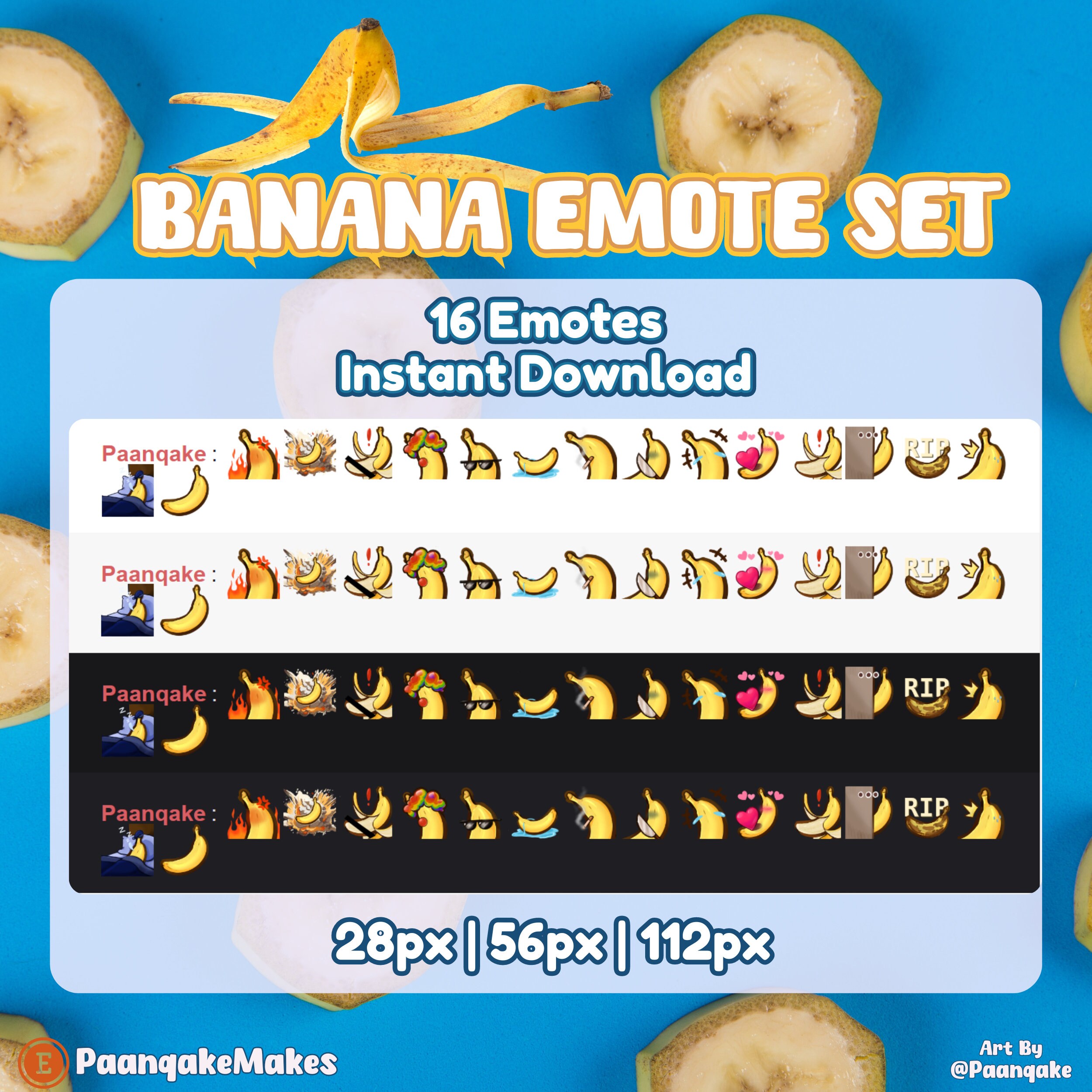 Banana 16 Emote SET Instant Download P2U Emotes Ready to Use for ...
