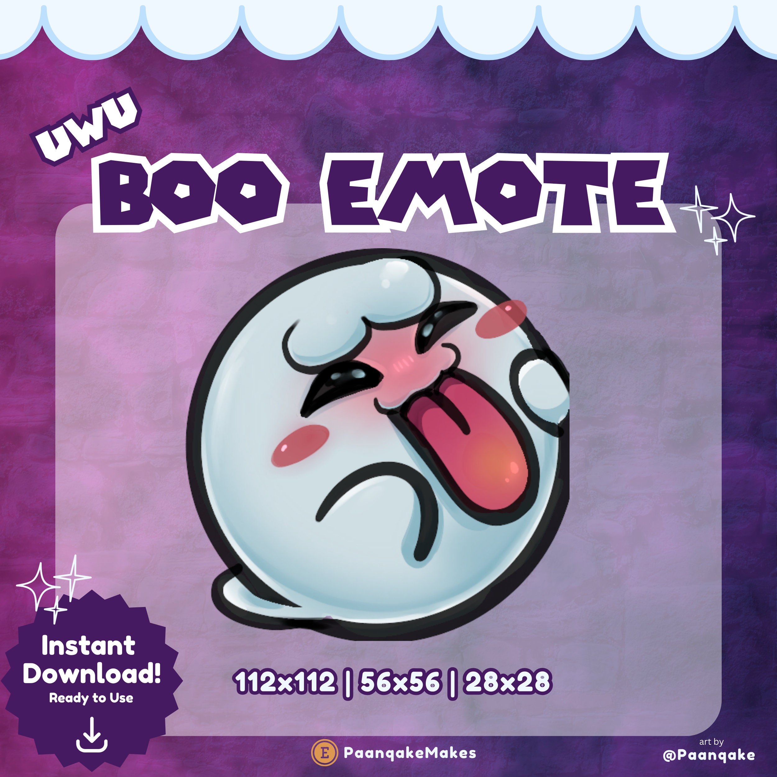 Boo Ghost UWU Emote Super Mario Boo Emote for Twitch Streaming Youtube ...