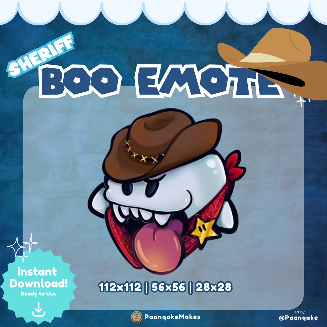 Sheriff Boo Emote Super Mario Bros Boo Ghost Emote for Streaming Twitch ...