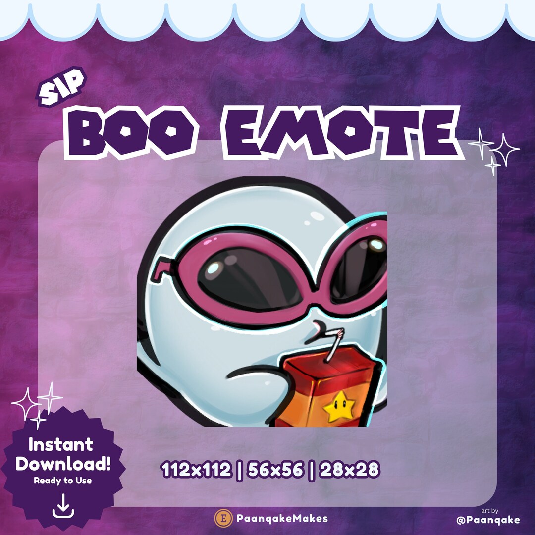 Boo Ghost Sip Emote Sip Emote for Twitch Streaming Youtube Kick Discord ...