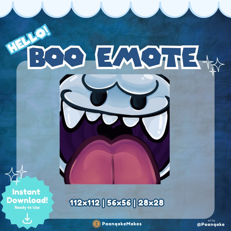 BOO Emote Super Mario Bros Boo Ghost Emote for Streaming Twitch Youtube ...