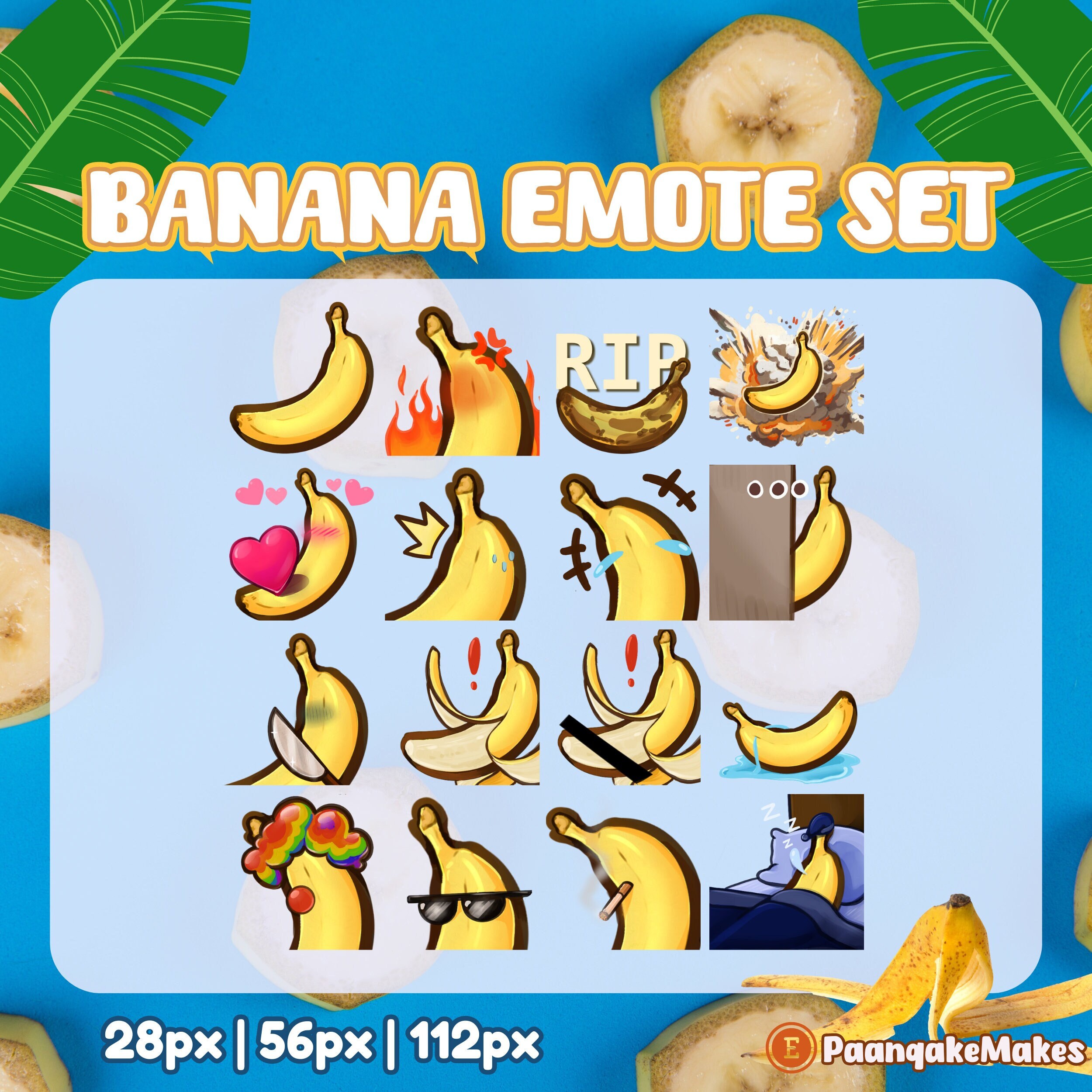 Banana 16 Emote SET Instant Download P2U Emotes Ready to Use for ...