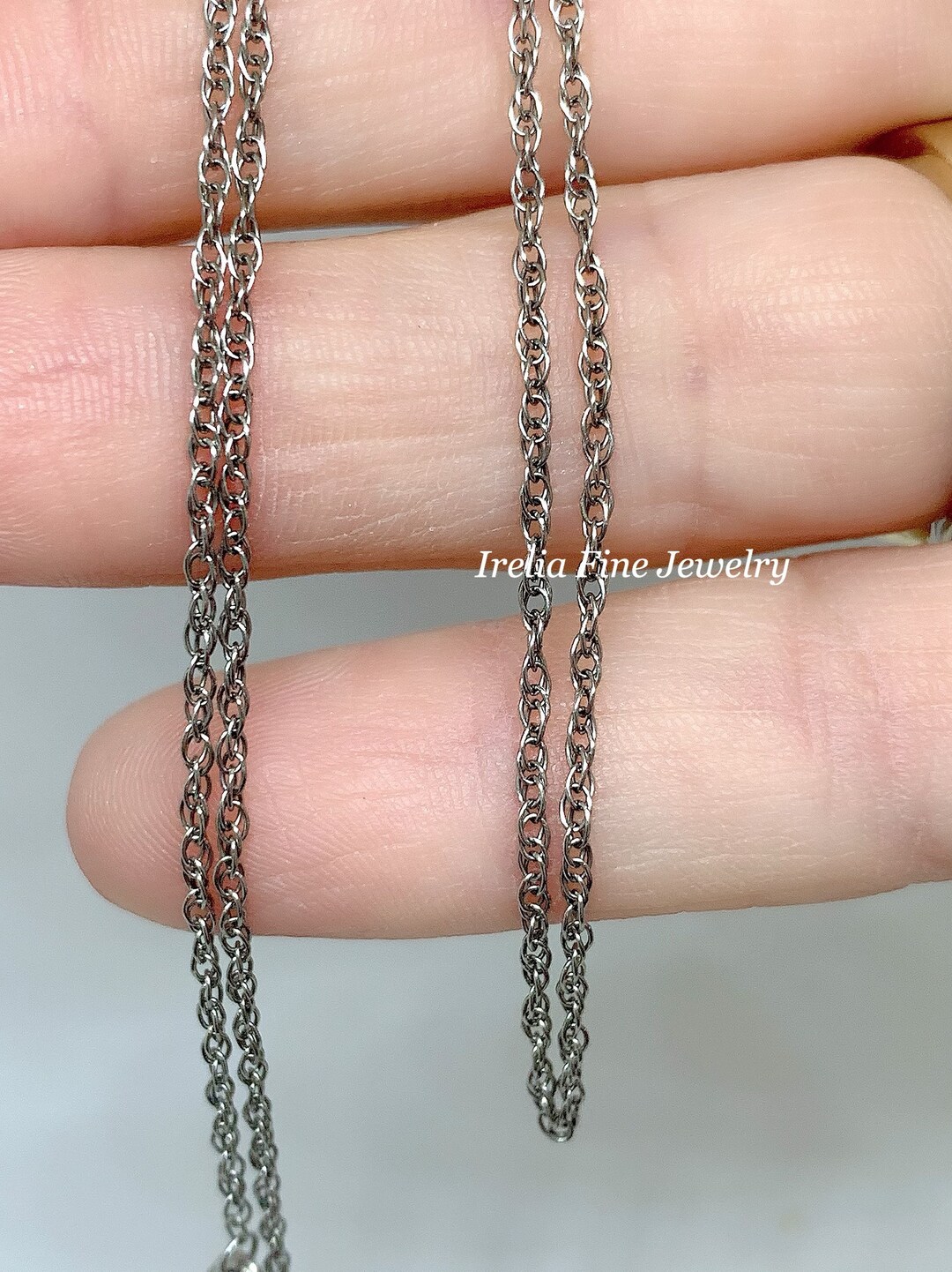 14k White Gold 1.3mm Heavy-baby Rope Chain , Length 18 Inches - Etsy