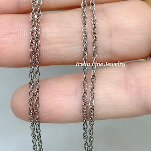 14k White Gold 1.3mm Heavy-baby Rope Chain , Length 18 Inches - Etsy