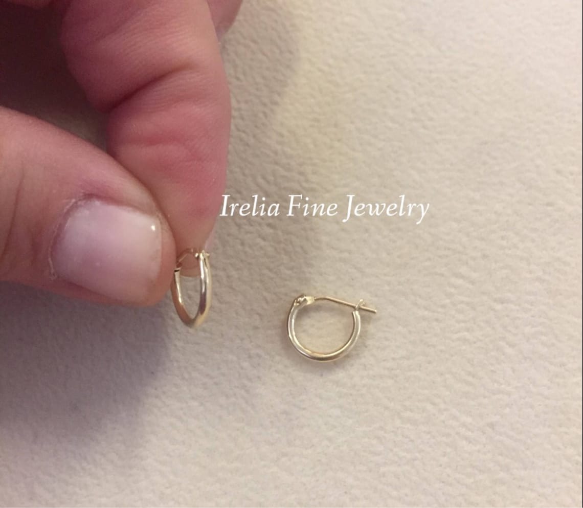 Tiny 14k Yellow Gold Baby Childs Kids Hoops Tiny Hoops - Etsy