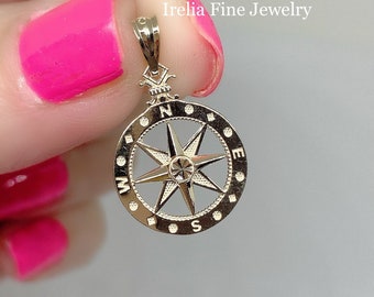 14k Gold Compass Charm - Etsy