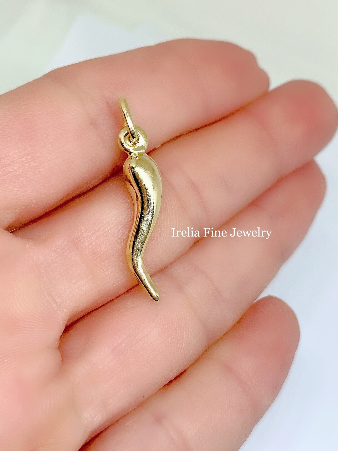 Sterling & Gold-plated Italian Sicilian Horn Pendant Hollow, Size 30 X ...