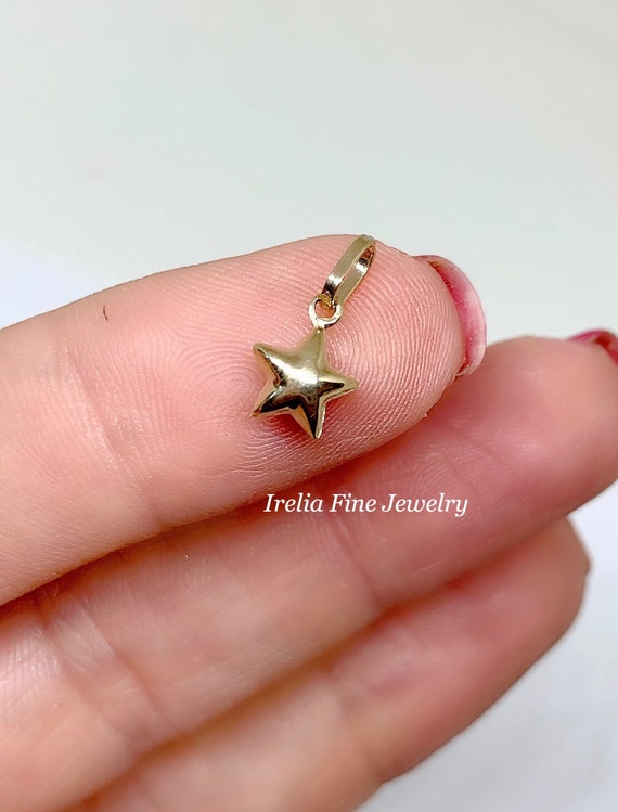 Tiny 14k Gold 3D Puffed Star Charm Size 13 X 6 Mm Tiny | Etsy