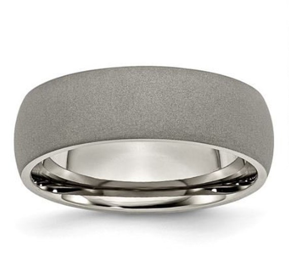 Grey Titanium 7mm Stone Finish Comfort Fit Band Rounded Band | Etsy