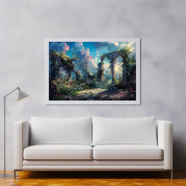 Garden Ruins, Digital Design, Beautiful Sky, Wall Art, Room Decor, Gift ...