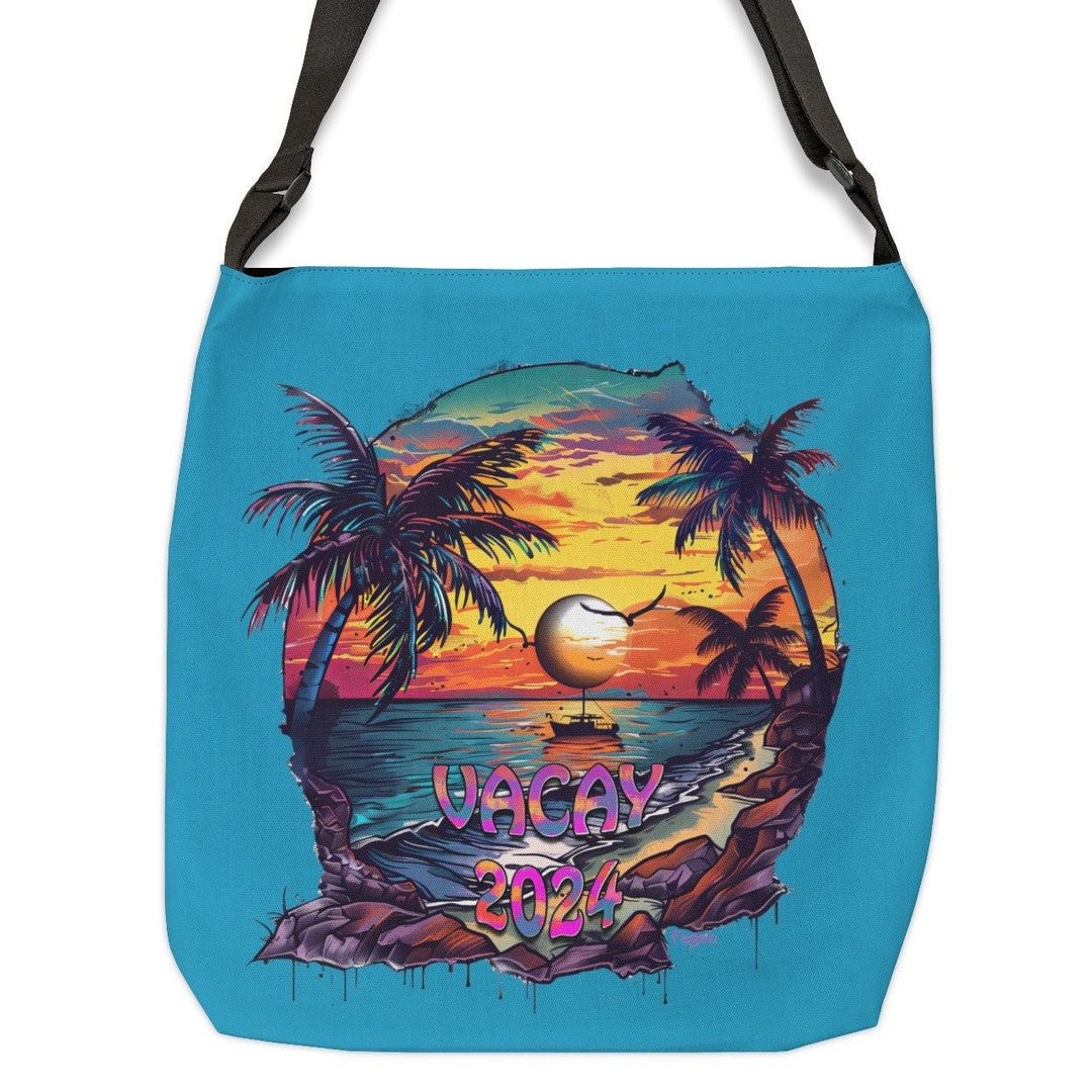 Vacay 2024 Graphic Digital Image, Adjustable Tote Bag, Tropical Design ...
