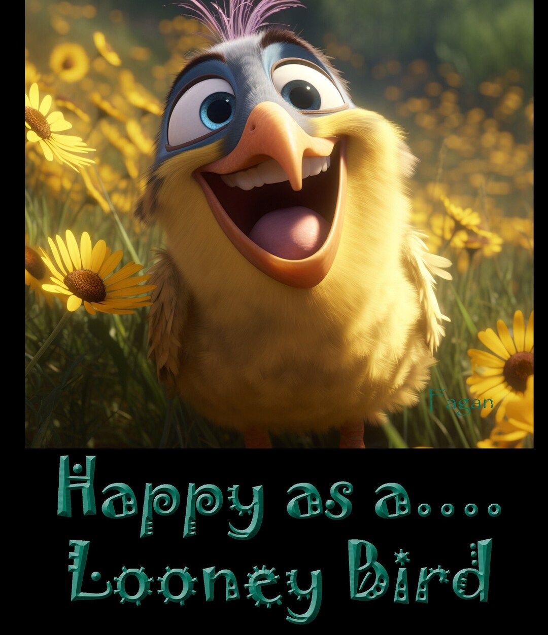Happy as a Looney Bird Cartoon Style Bird Be Happy Tshirt - Etsy