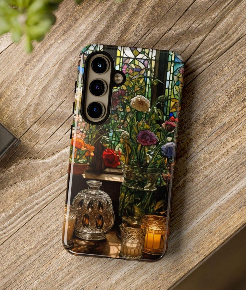 Cottagecore Floral Phone Case: Stained Glass Design, Protective Cover ...