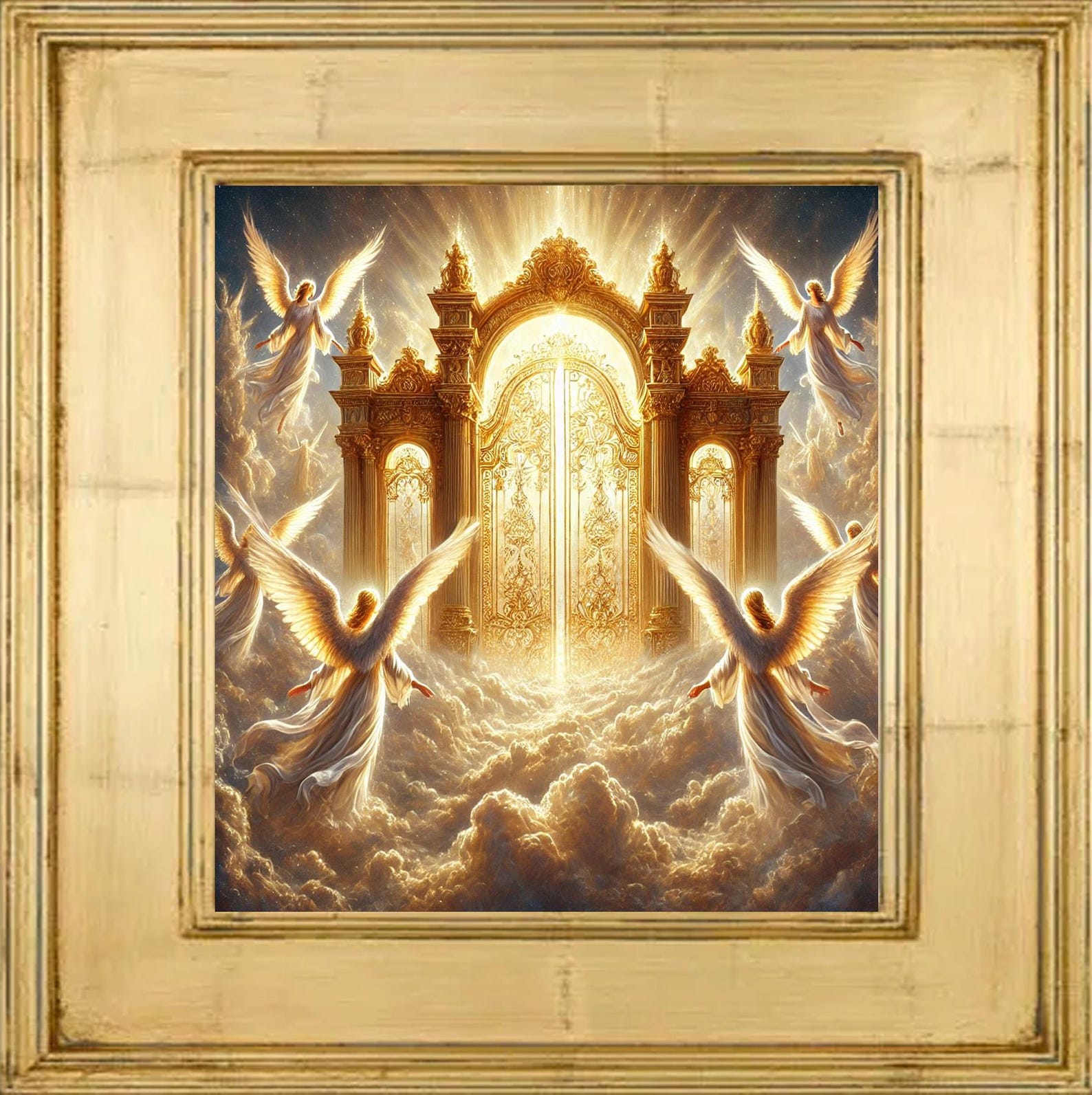 Golden Heaven Gate Christian Art Print: Angelic Decor (digital Download ...
