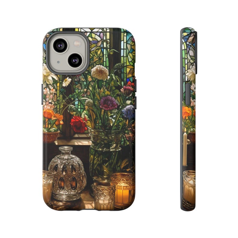 Cottagecore Floral Phone Case: Stained Glass Design, Protective Cover ...