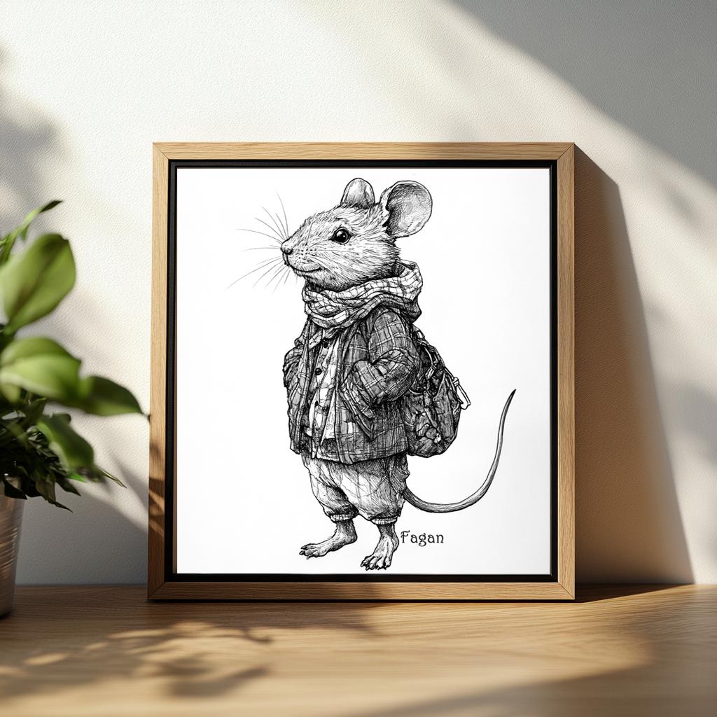 Freddie Mouse Pen and Ink Drawing: Cottagecore Farmhouse Wall Art ...