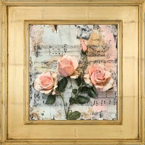 Pink Rose Collage, Digital Image, Wall Art With Floral, Statement Piece ...