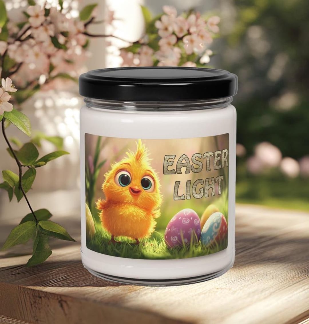 Easter Scented Candle, 9oz With Baby Chick and Easter Eggs Design ...