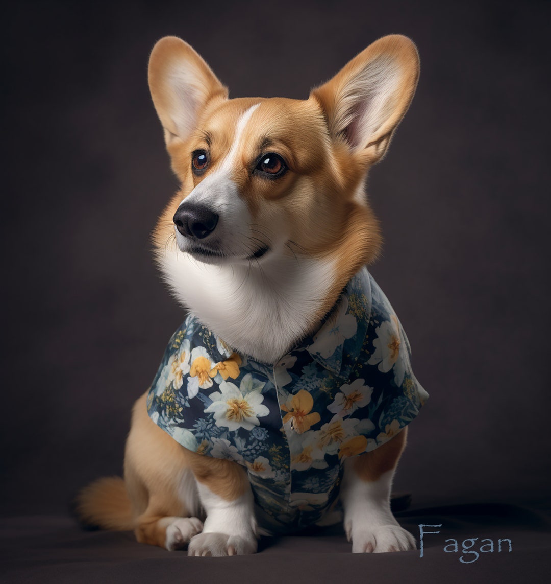 Corgi Dog Digital Art Portrait Dog Artist Midjourney Fagan - Etsy