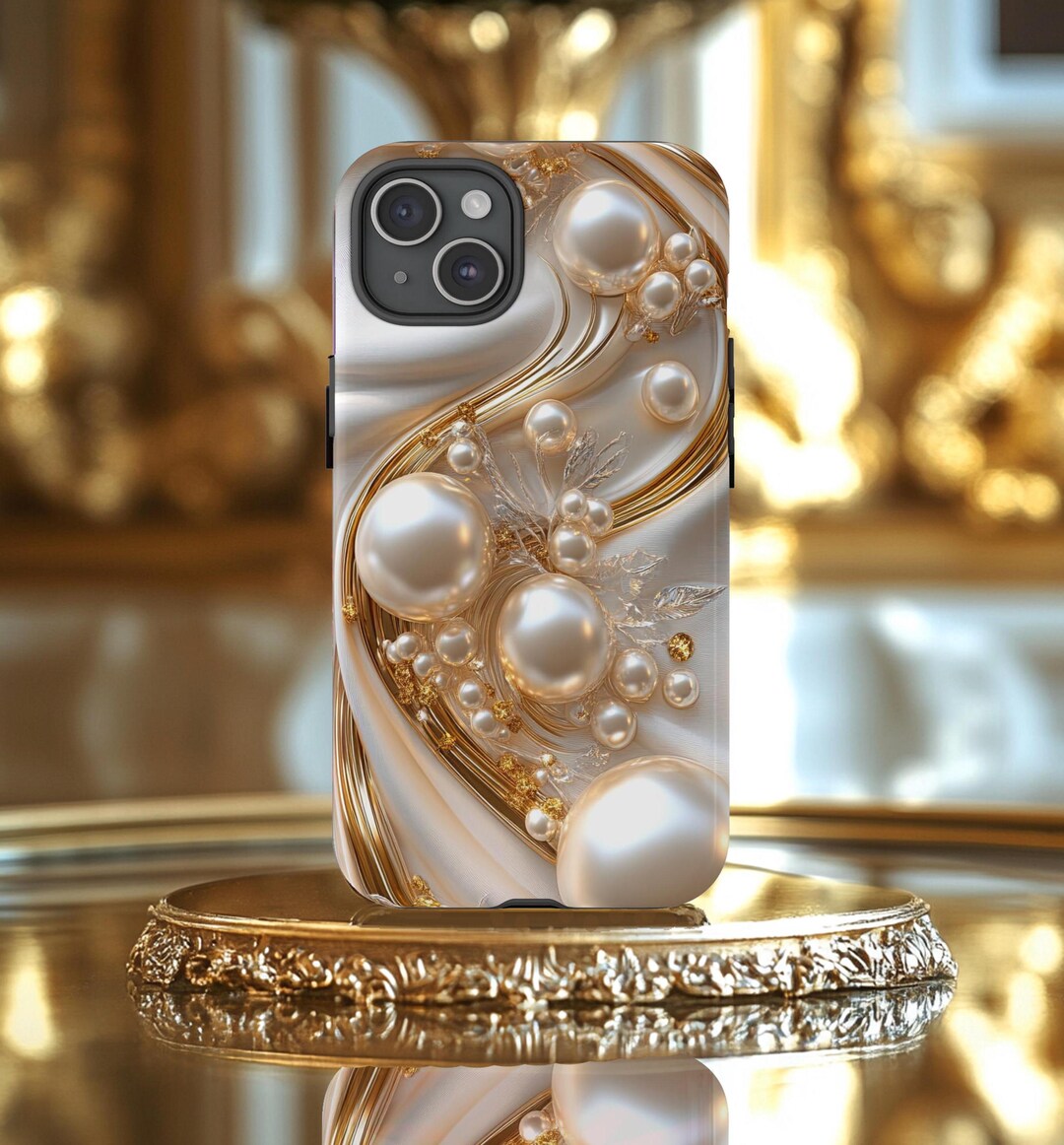 Elegant Faux Pearl iPhone Case: Tough Magnetic Phone Cover - Etsy