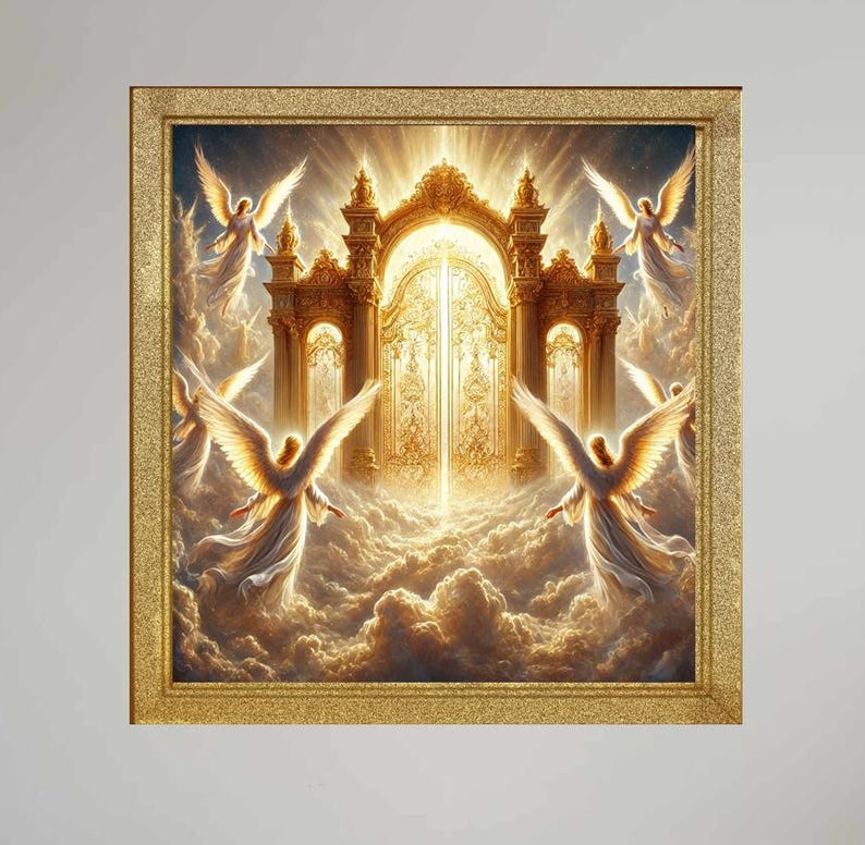 Golden Heaven Gate Christian Art Print: Angelic Decor (digital Download ...