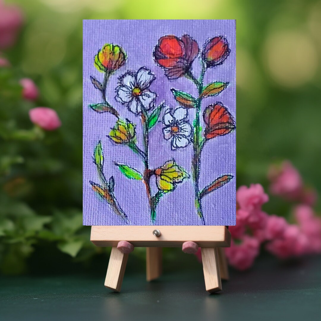 ACEO, Miniature Painting, Original Art, Pen Ink, Acrylic, Collectible ...