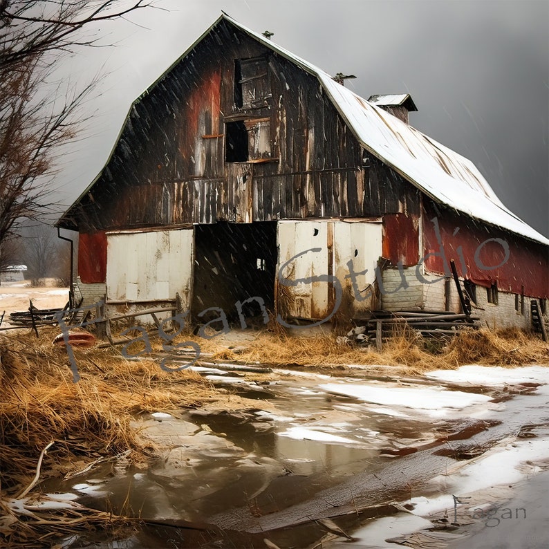 Rustic Red Barn Digital Download Image. Farm Scene With Old Barn and ...