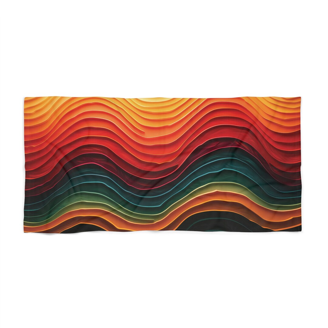 Wavy Striped Beach Towel Seashore Ocean Beaches Lake Poolside Seaside ...