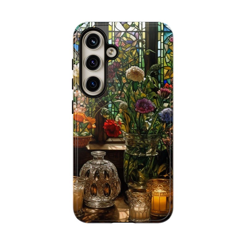 Cottagecore Floral Phone Case: Stained Glass Design, Protective Cover ...