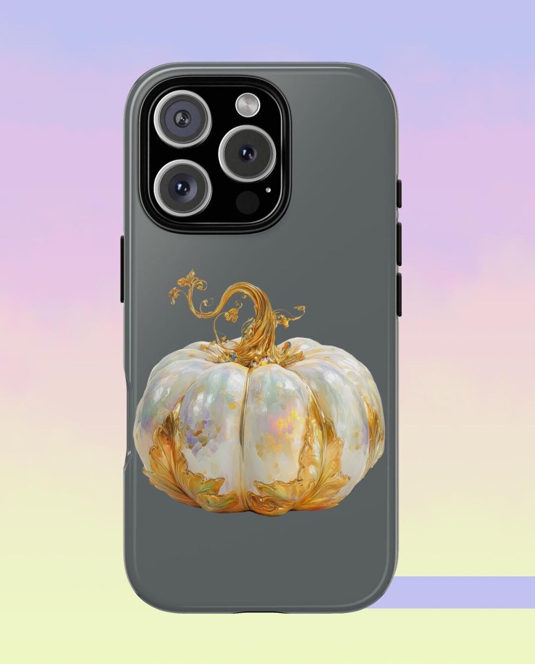 Gold & Pearl Pumpkin Phone Case: Stylish Fall Iphone, Pixel, Samsung ...