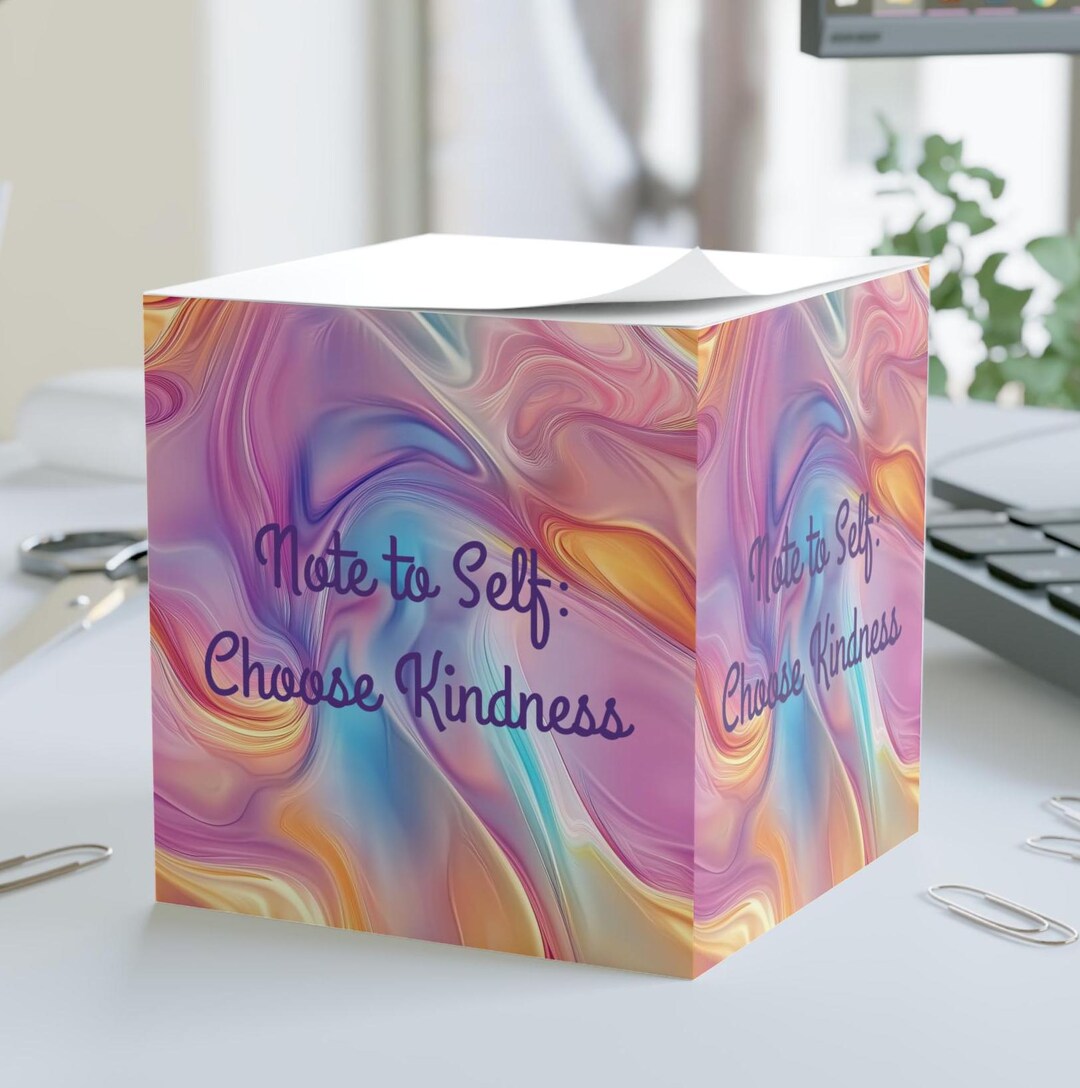 Note Cube, Kindness Post It Notes, Abstract Swirly Design Cube, Office ...