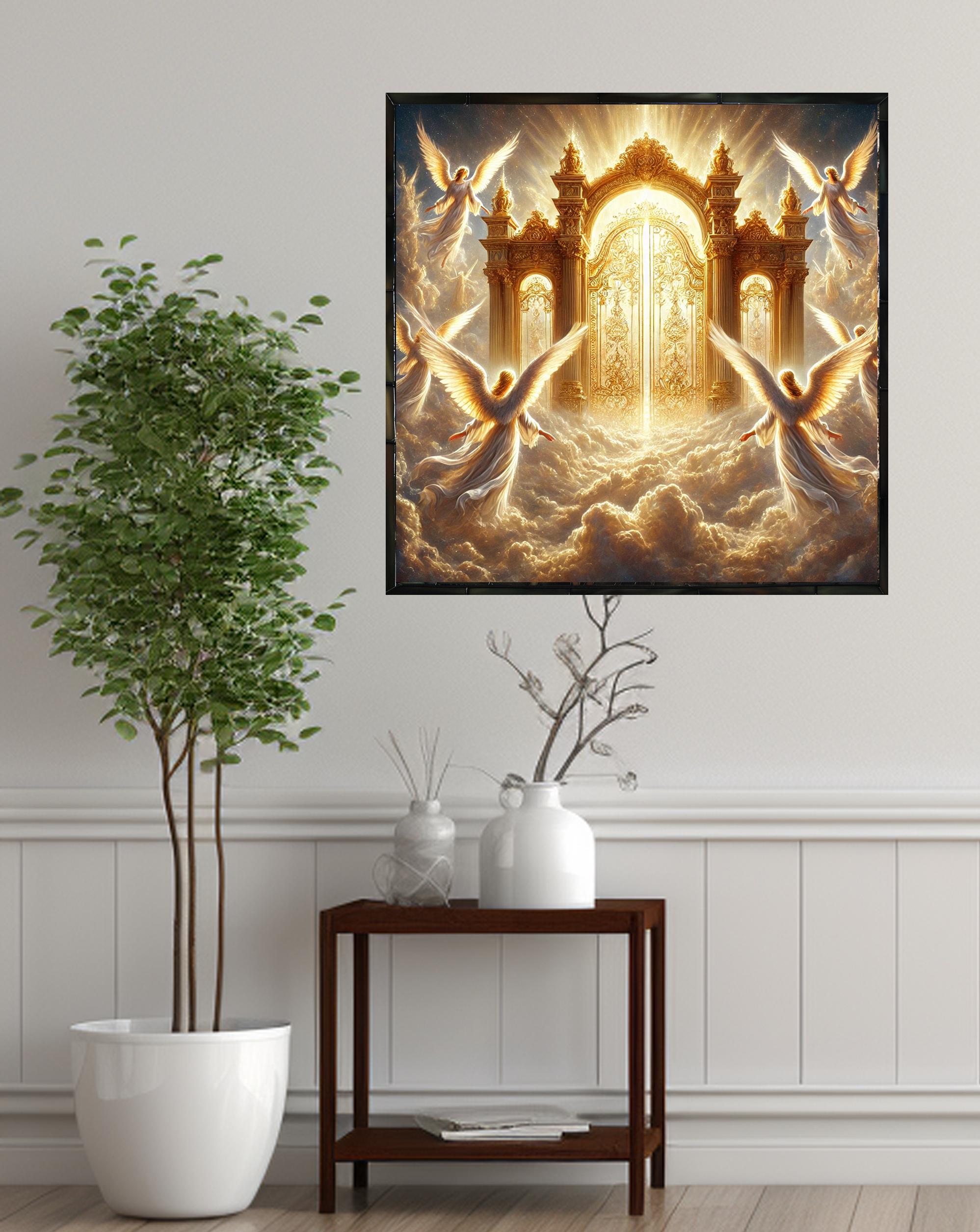 Golden Heaven Gate Christian Art Print: Angelic Decor (digital Download ...