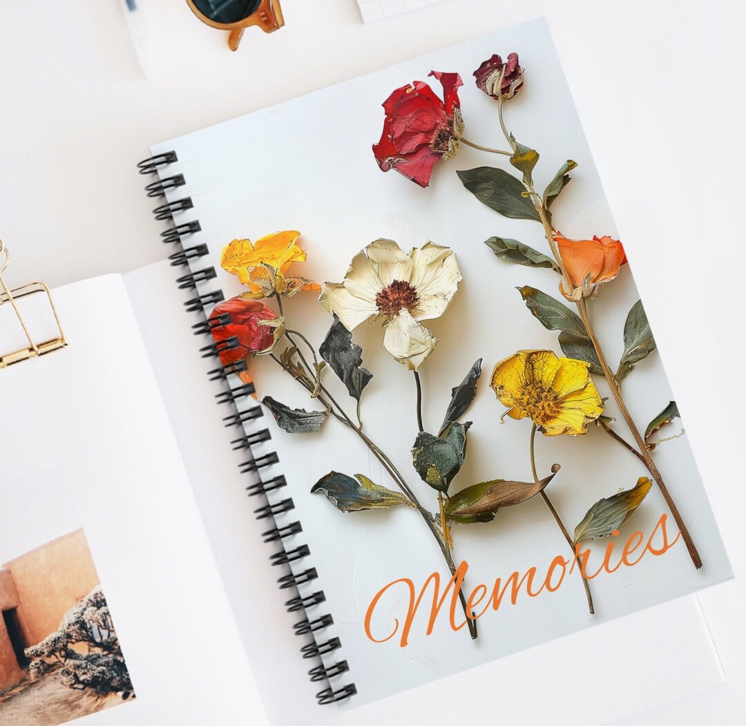 Memories Book, Spiral Notebook, Pressed Flowers, Memory, Written ...