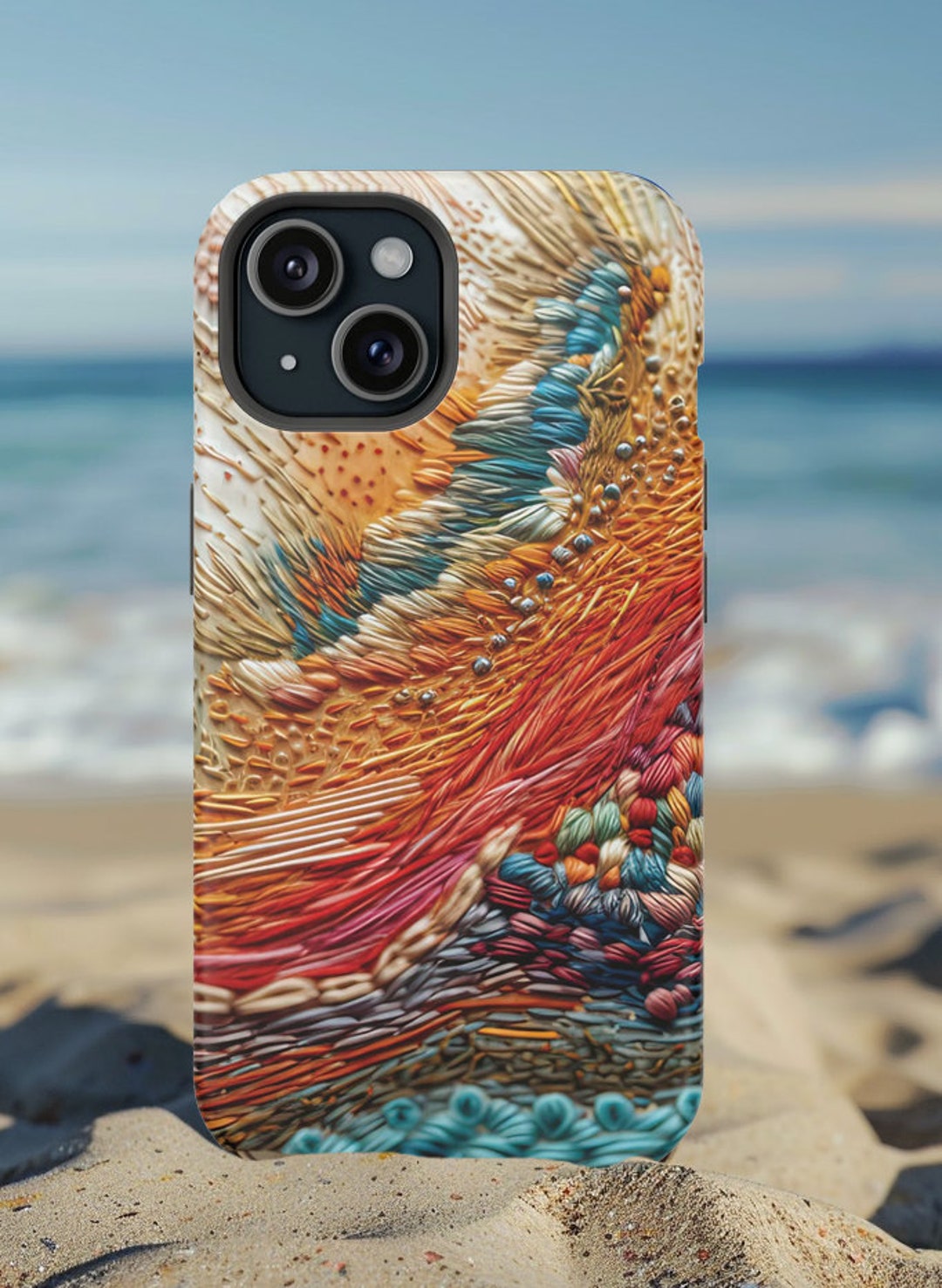 Abstract Embroidered iPhone Case: Impact-resistant Protective Cover - Etsy