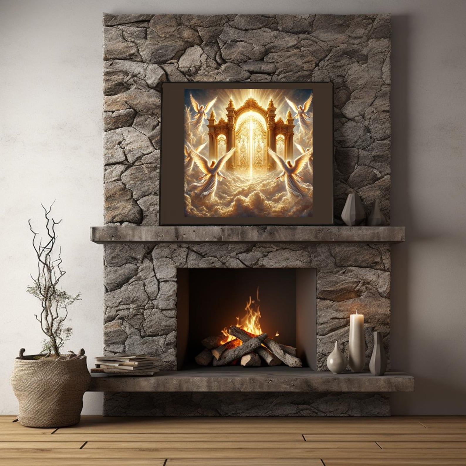 Golden Heaven Gate Christian Art Print: Angelic Decor (digital Download ...