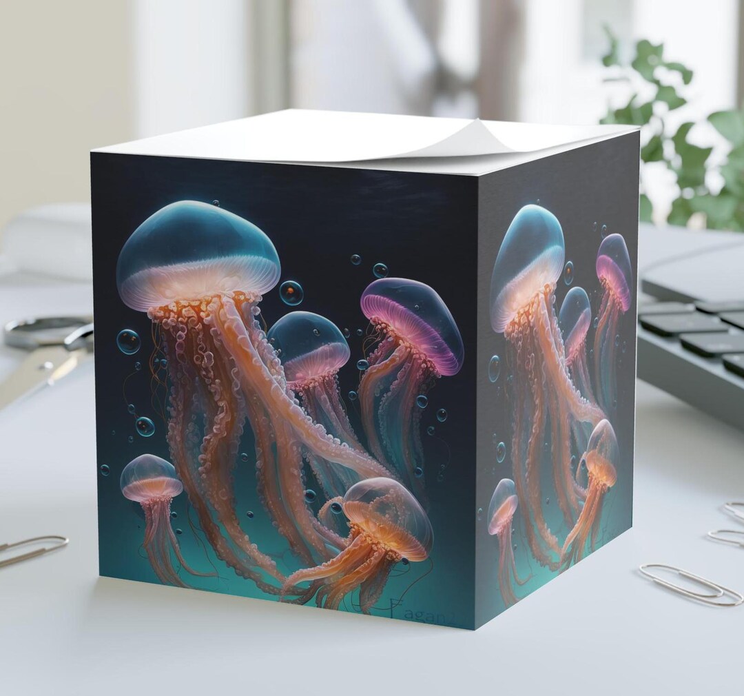 Jellyfish Note Cube, Deep Sea Post It Notes, Ocean Theme Desk ...