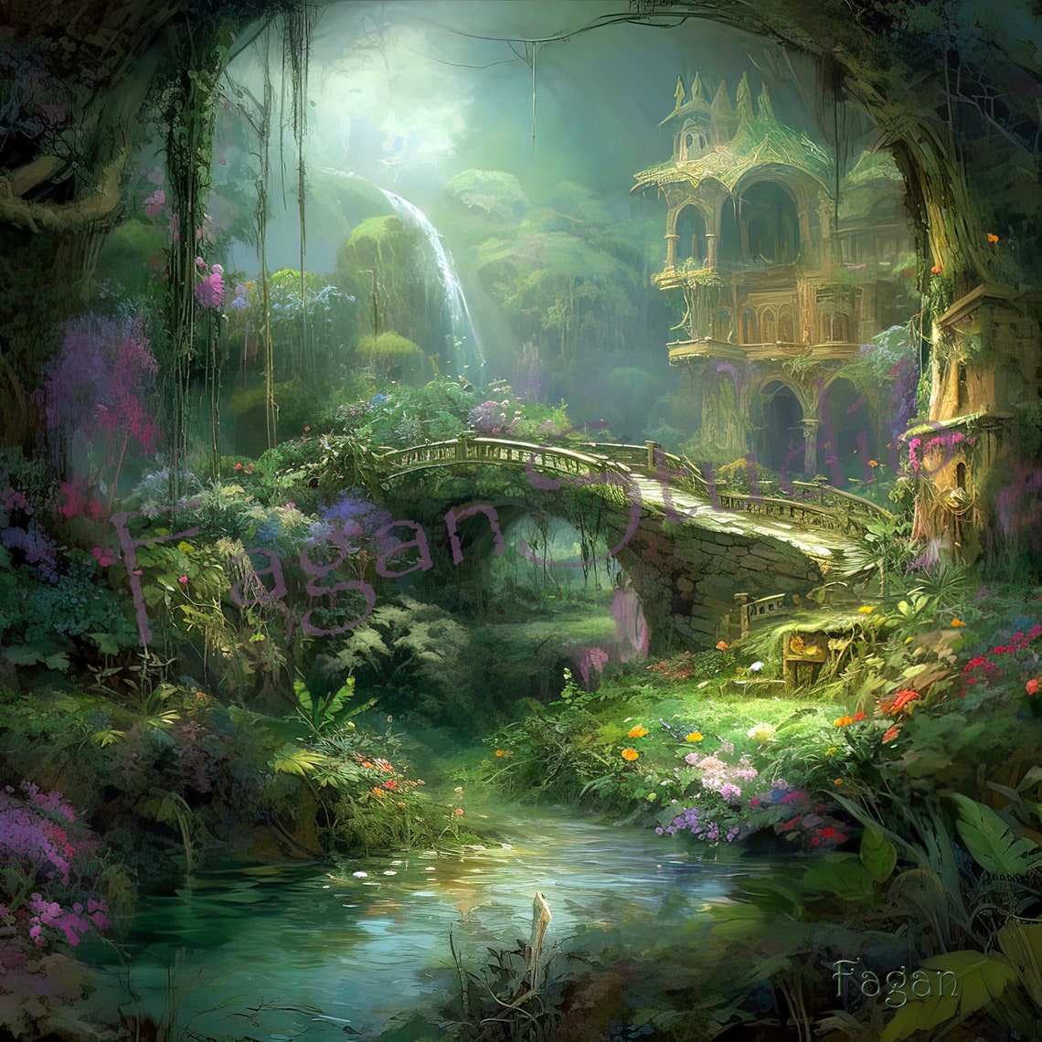 Fantasy Garden DIGITAL Design, Download, Printable, Room Decor, Wall ...