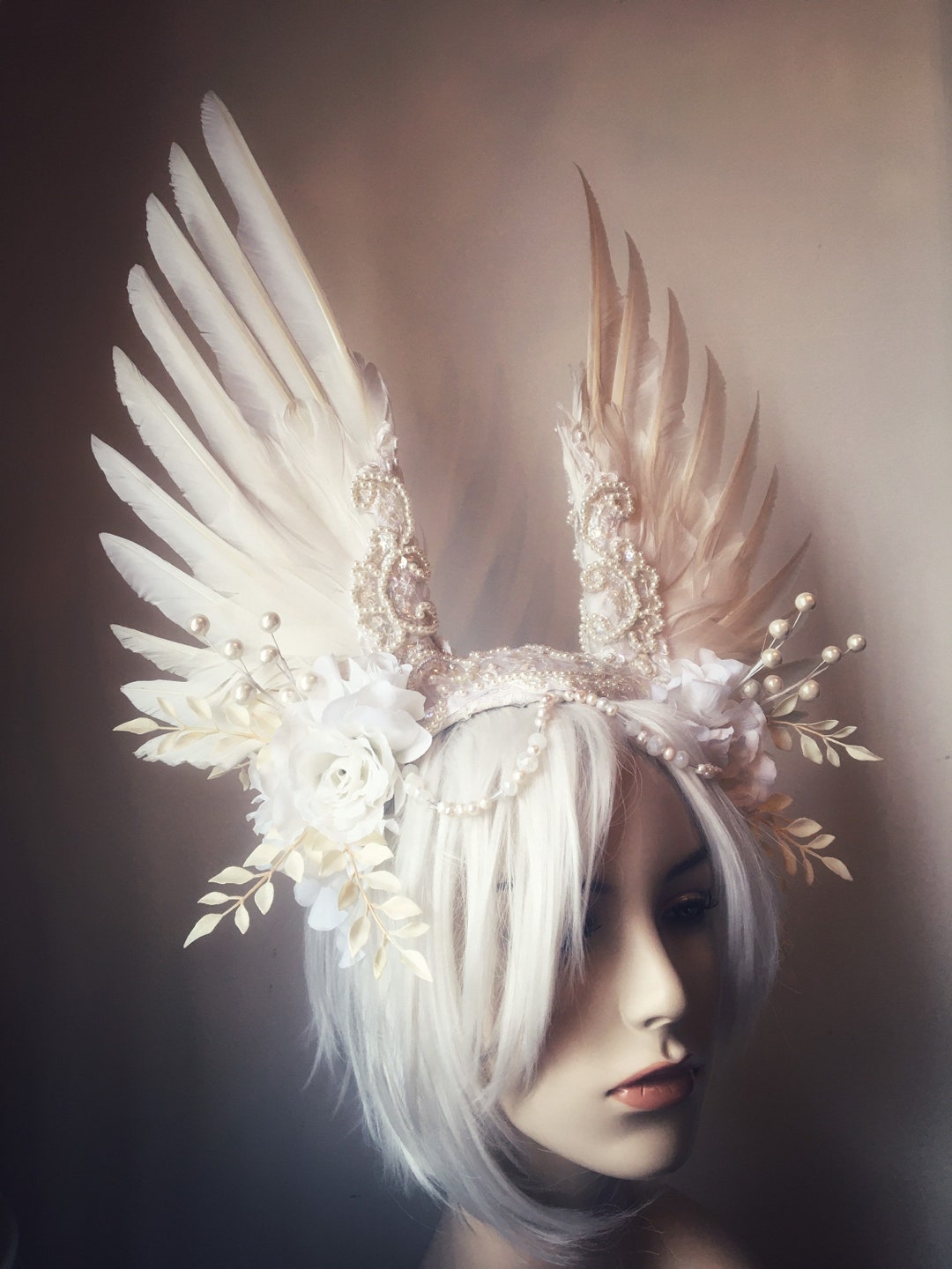 Angel Headdress Pearl Wings Costume Cosplay Fantasy Goddess Etsy