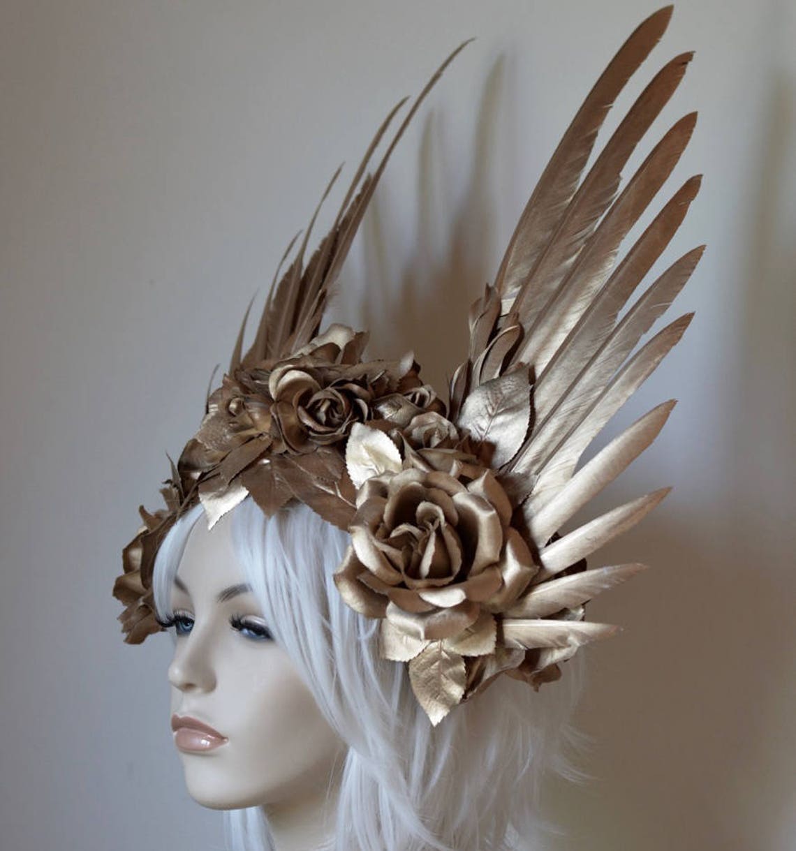 Victory Rose Headdress Made to Order: Gold Wings Roses - Etsy