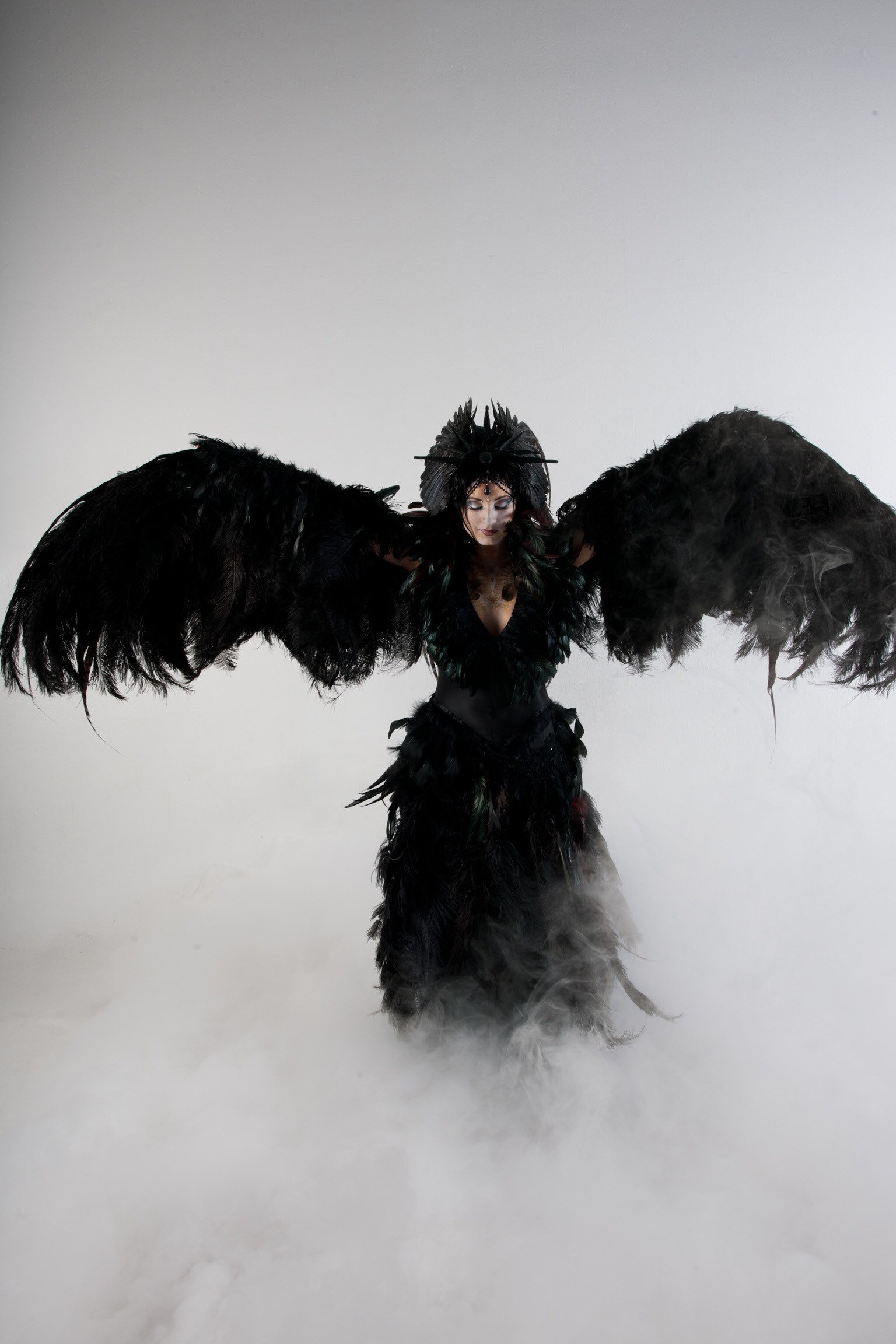 Black Feather Wings, Fully Articulating, Dancing Costume Wings for ...