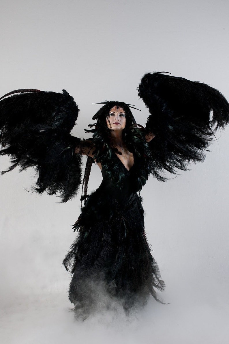 Black Feather Wings, Fully Articulating, Dancing Costume Wings for ...