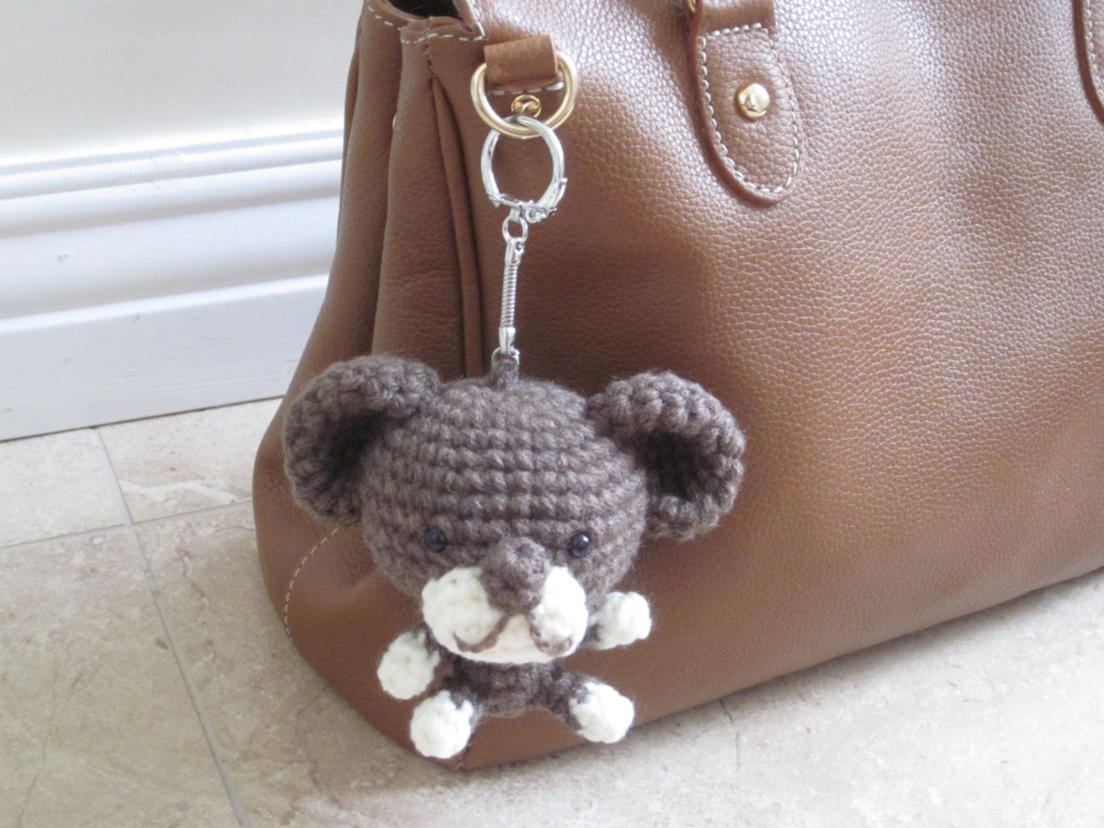 Keychain Toy Teddy the Brown Bear Crochet Key Ring - Etsy