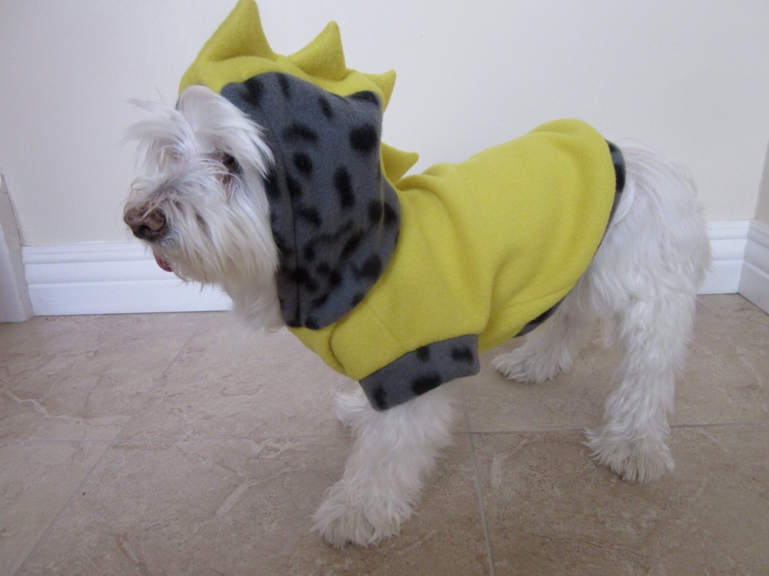 Dog Clothes - Yellow Spotty Dinosaur Hoodie With Spike - Etsy