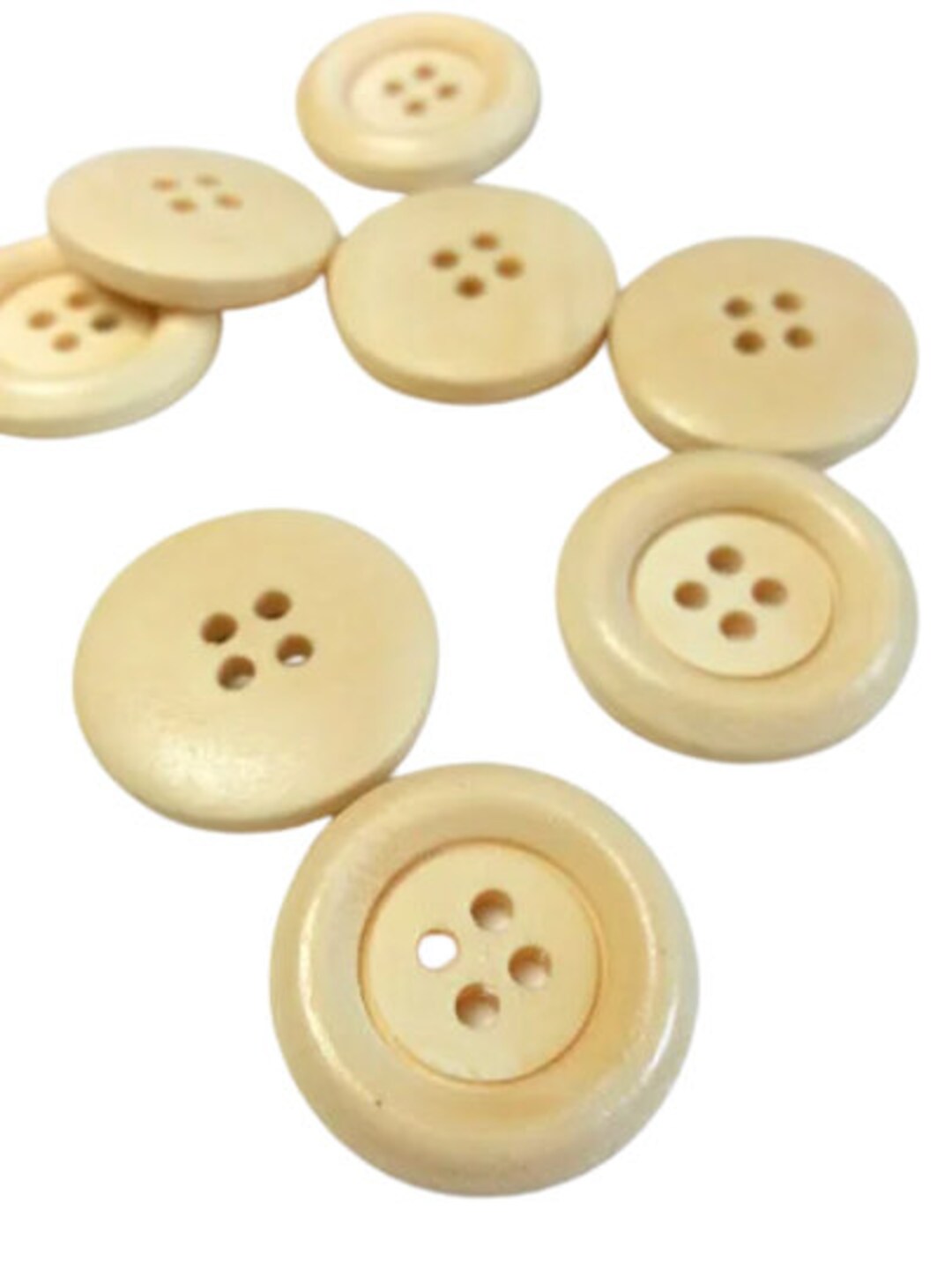 Set of 10 Round Buttons With 4 Holes in Natural Wood 23 Mm to - Etsy