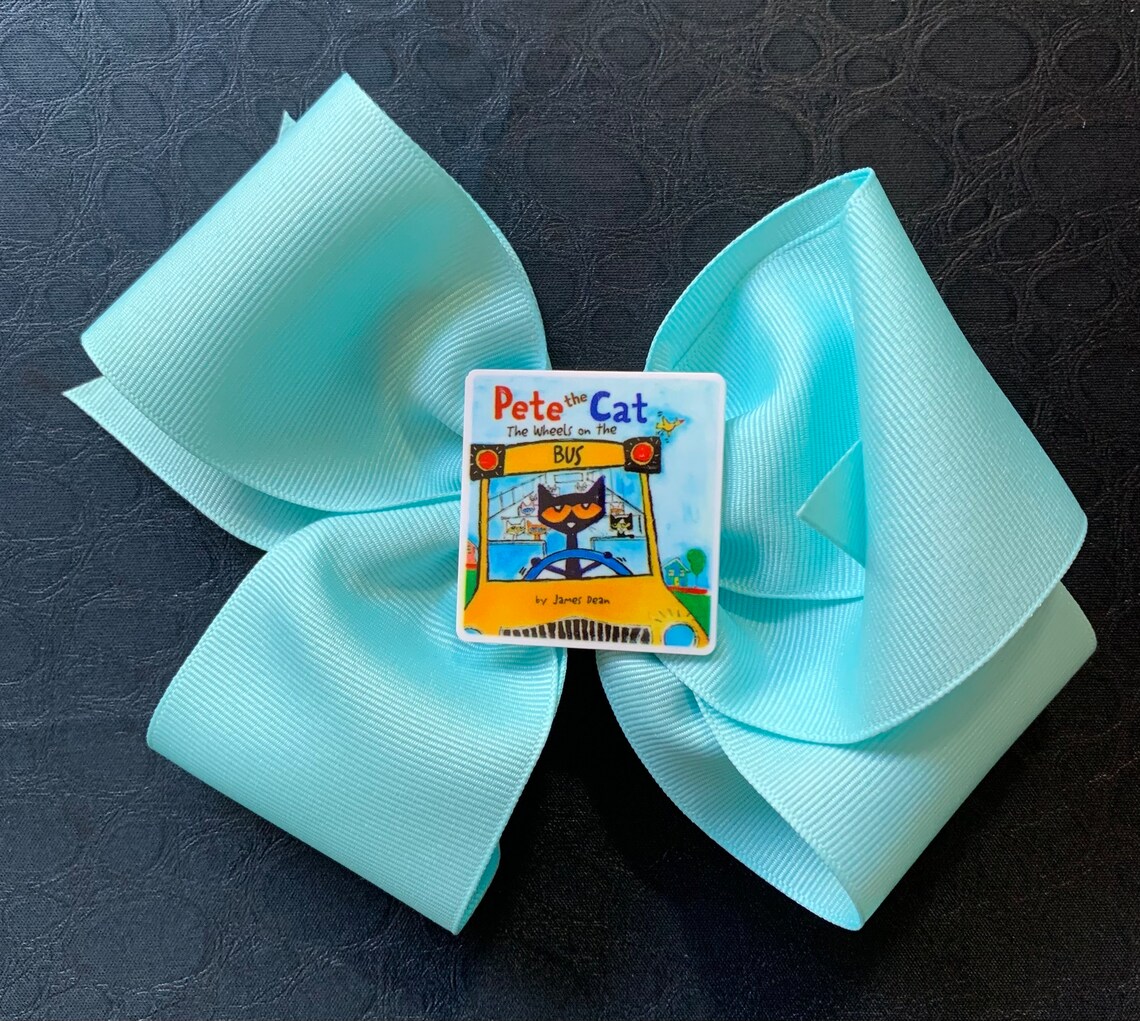Pete the Cat Hair Bow 6” Teal - Etsy