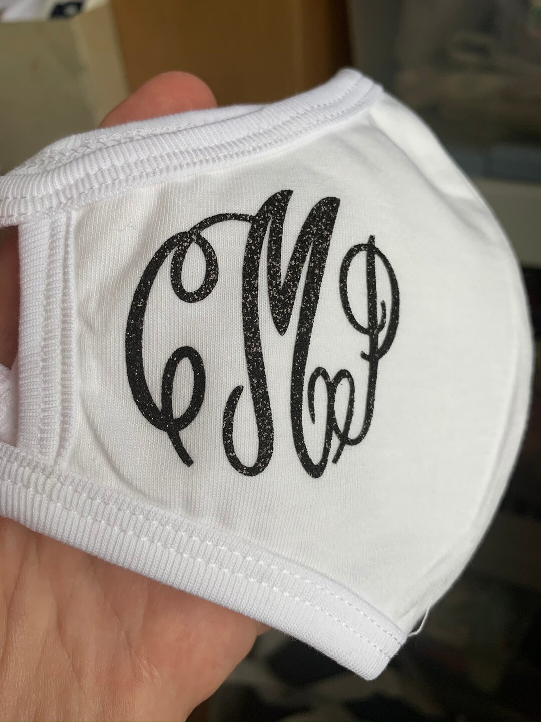 Face Masks With Glitter Monogram (2 Masks) - Etsy