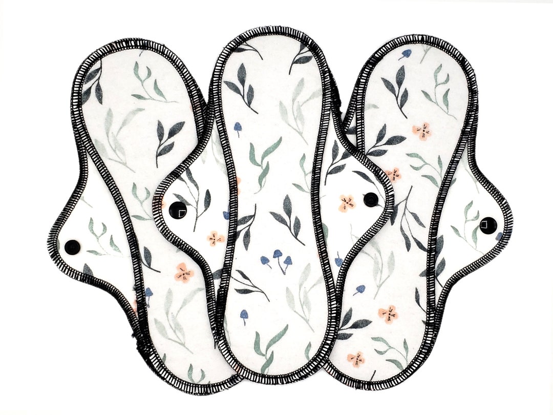 Organic Cotton Flannel Cloth Pad, Reusable Period Pads for Medium to ...